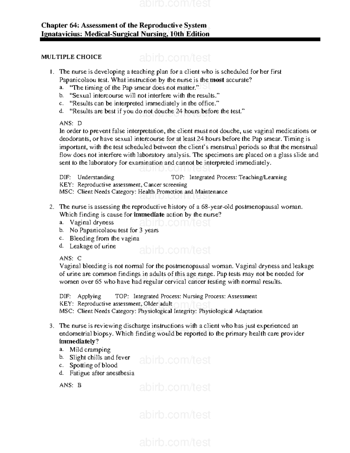 64 - Assessment Reproductive system - Chapter 64: Assessment of the ...