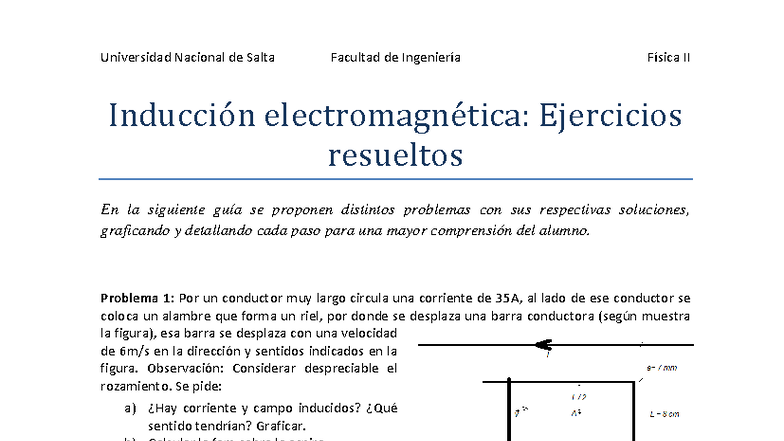 Ejercicios Resueltos de Inducción Electromagnética - Física II - Studocu