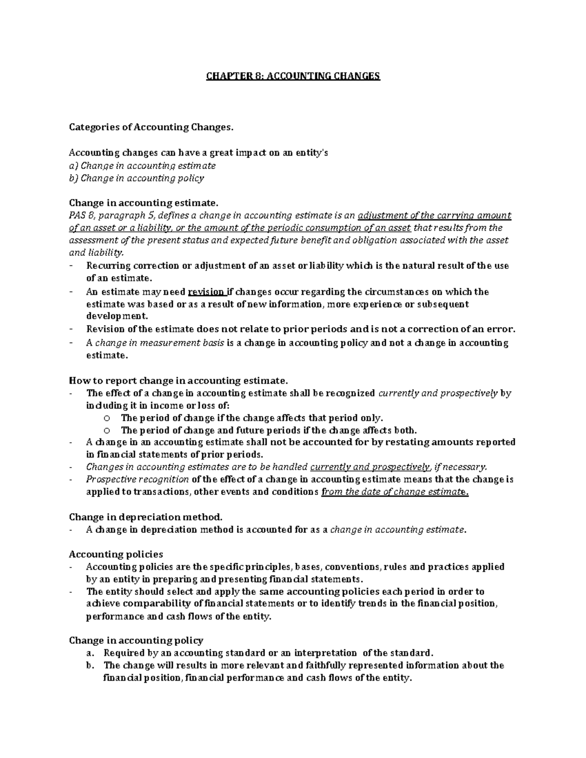ACCT 101: Lecture on Accounting Changes and Reporting Methods - Studocu