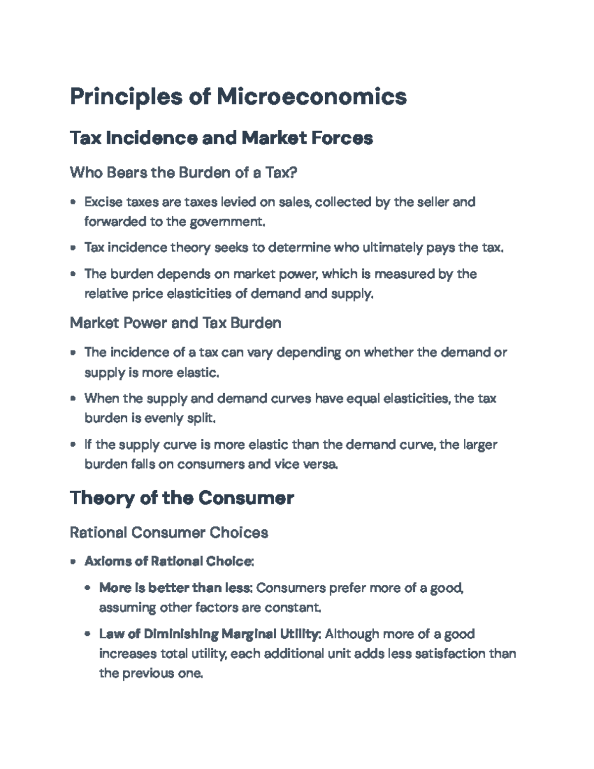 Principles of Microeconomics: Tax Incidence and Market Dynamics ...