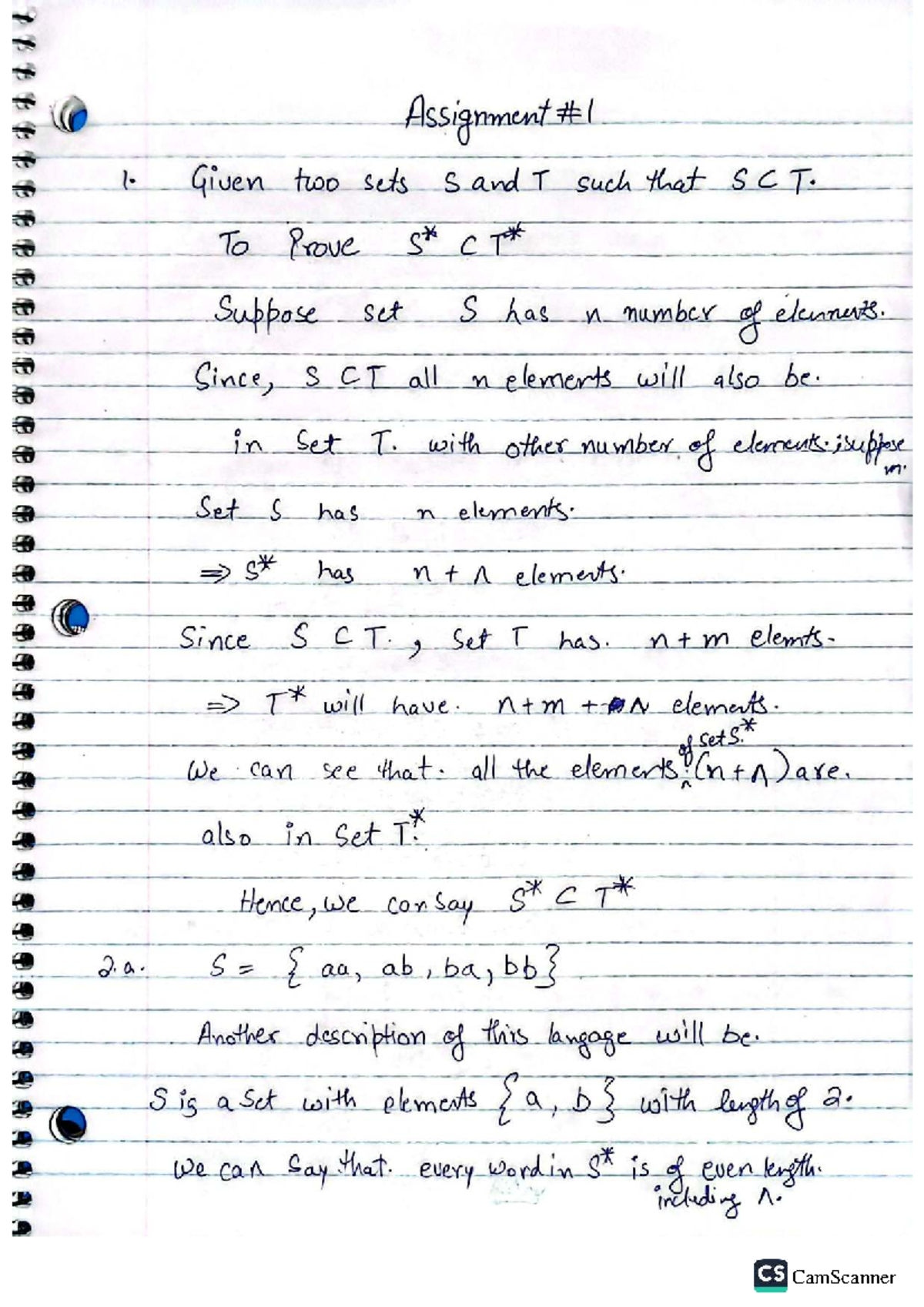 CSI 3104 Assignment 1: Proofs and Language Definitions in Set Theory - Studocu