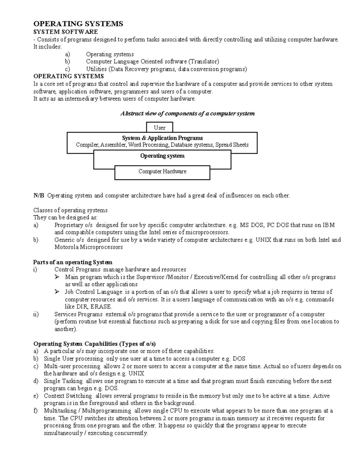Operating Systems - Comprehensive Notes for OS Course - Studocu