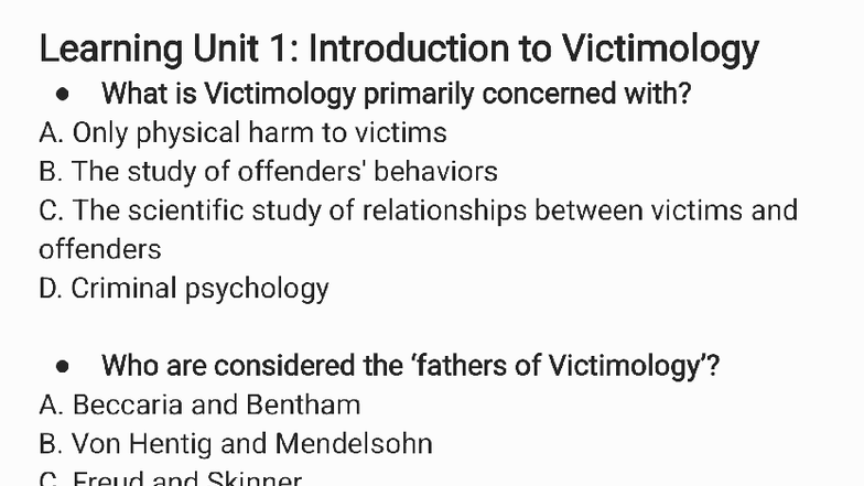CMY3705: Comprehensive Study Guide on Victimology Concepts - Studocu