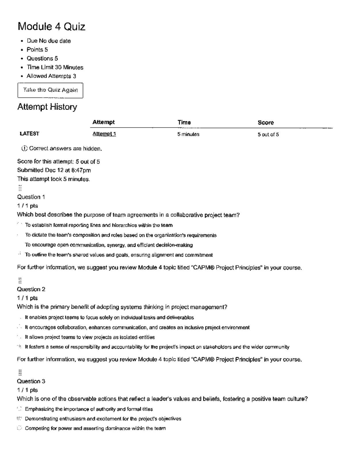 Module 4 Quiz (Points: 5, Time: 30 Min, Attempts: 3) - Studocu