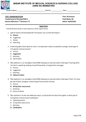 FON chapter wise mcqs by Husain.Z - Fundamentals Of Nursing ( FON 2 ) Unit # 01 ( Nursing ...