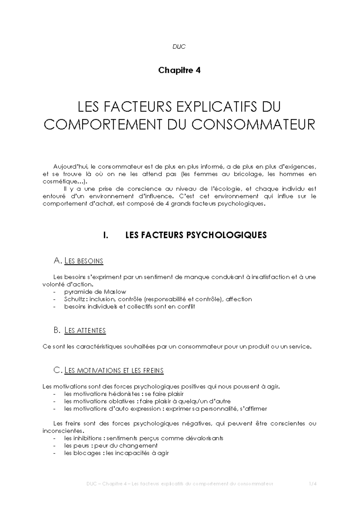 Facteurs Psychologiques Influant sur le Comportement du Consommateur ...