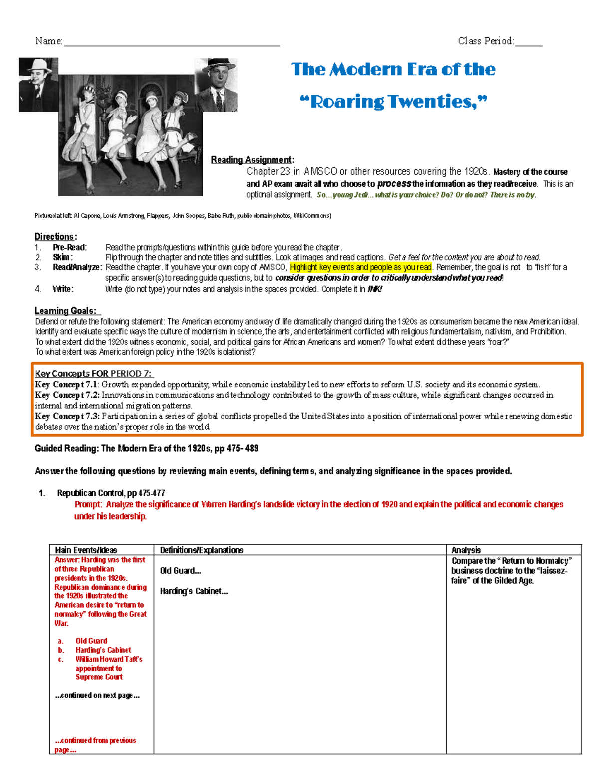 Guided Reading: Ch. 23 - The Roaring Twenties and Its Impact - Studocu