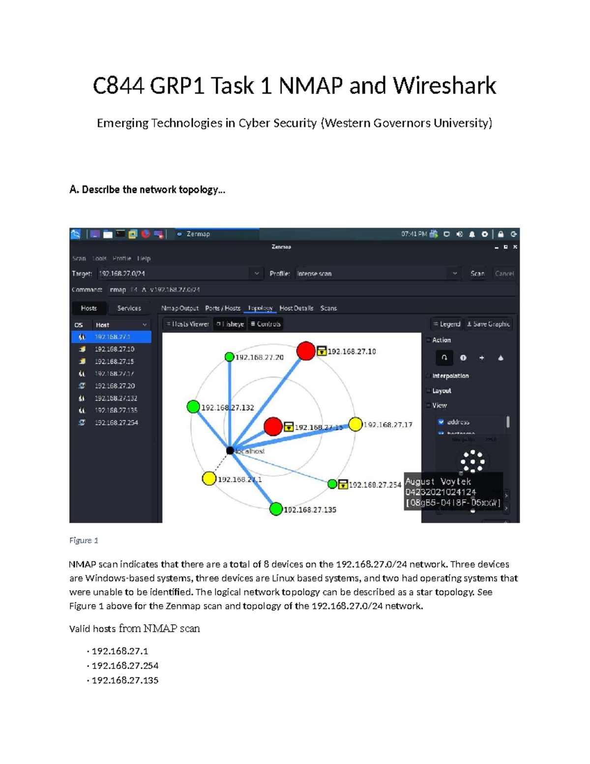 C844 GRP1 Task 1: NMAP Scan & Wireshark Analysis in Cybersecurity - Studocu