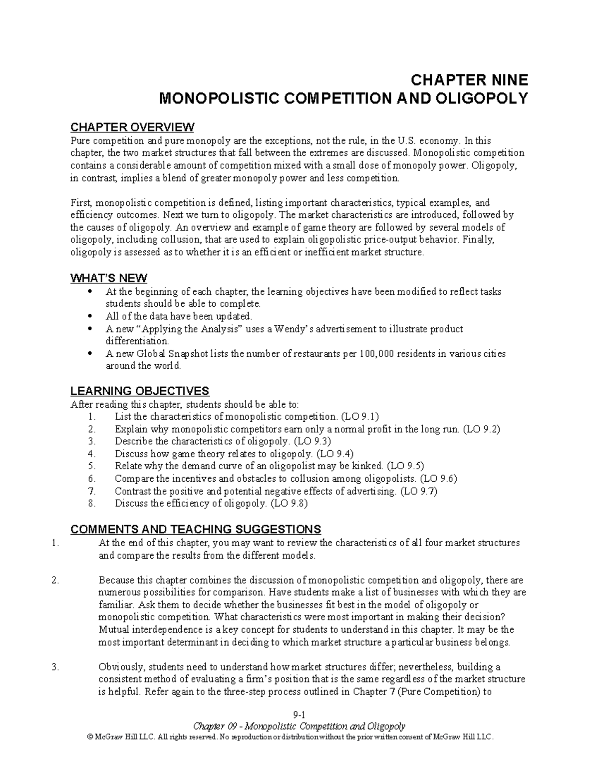 Brue Essentials 5e: Chapter 09 - Monopolistic Competition & Oligopoly ...