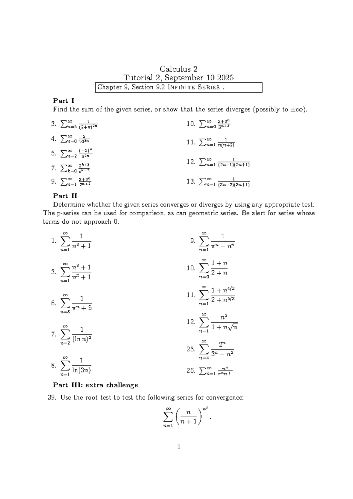 Calculus 2 Tutorial 02: Infinite Series Convergence & Divergence ...