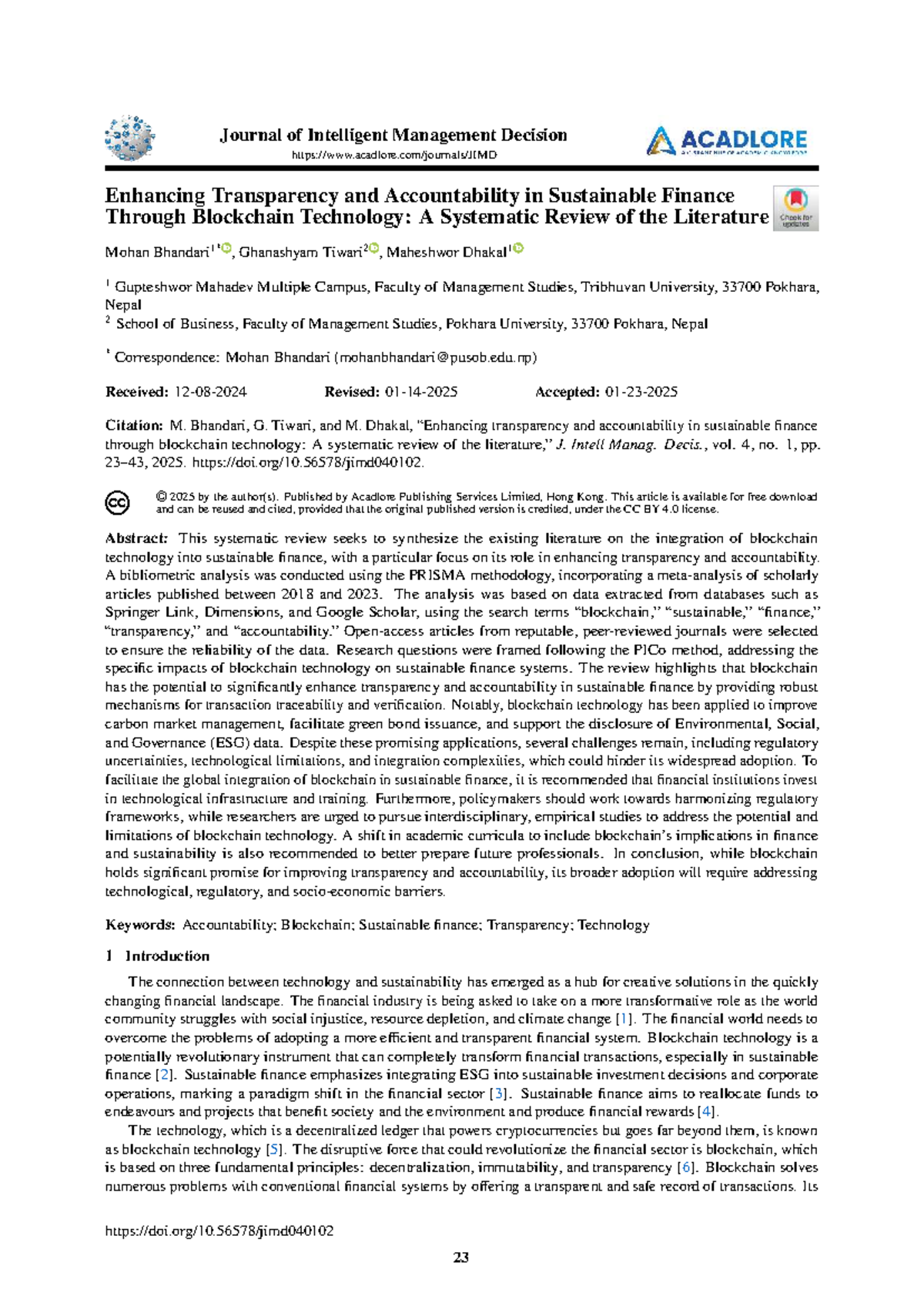 Enhancing Transparency and Accountability in Sustainable Finance: A ...