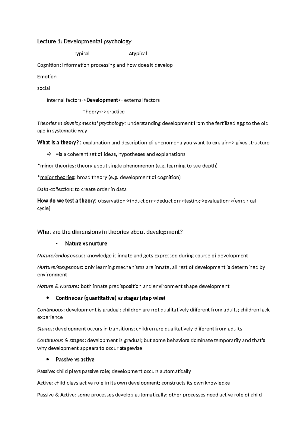 Final Exam Review: Developmental Psychology (PSY 101) Lecture Notes ...
