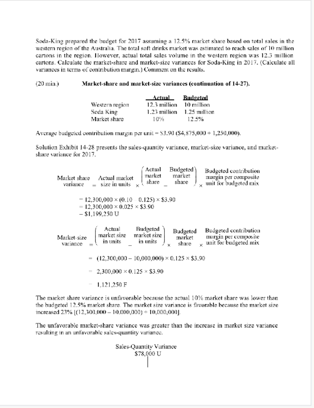 Chapter 14: Management Accounting - 2017 Budget Variance Analysis - Studocu