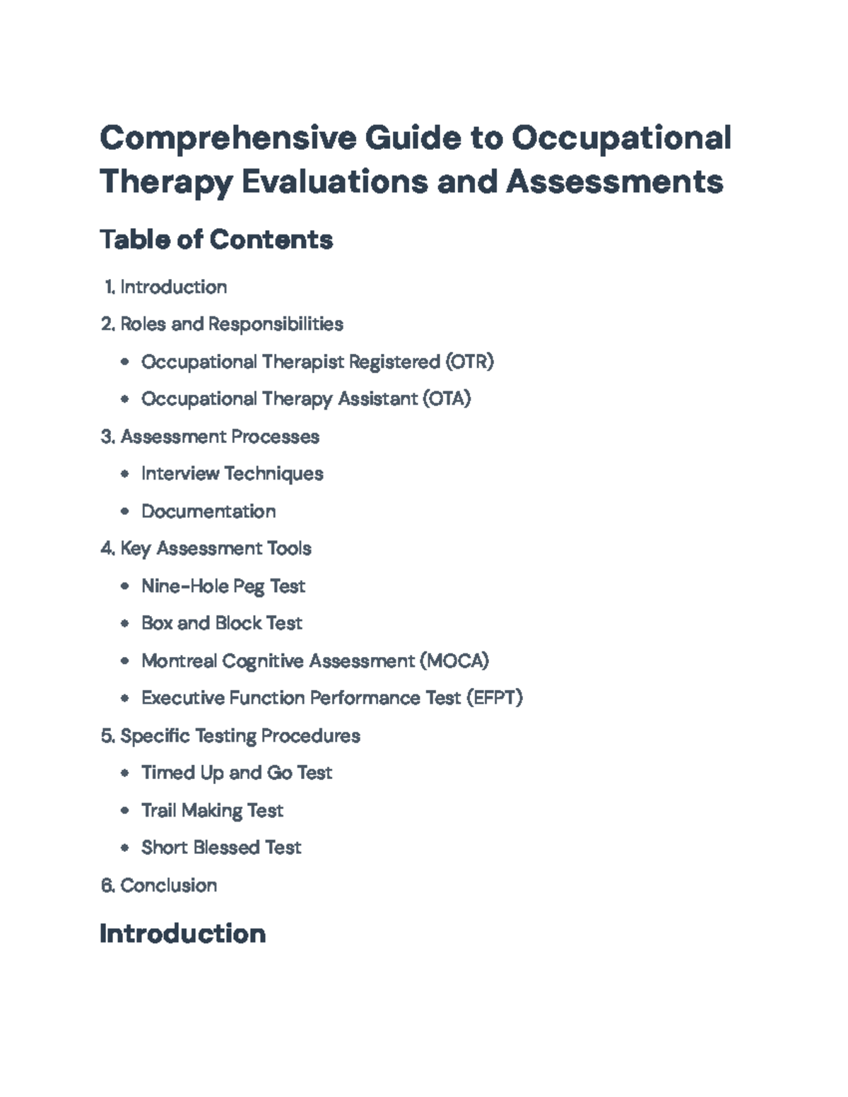 Comprehensive Guide to Occupational Therapy Evaluations and Assessments ...