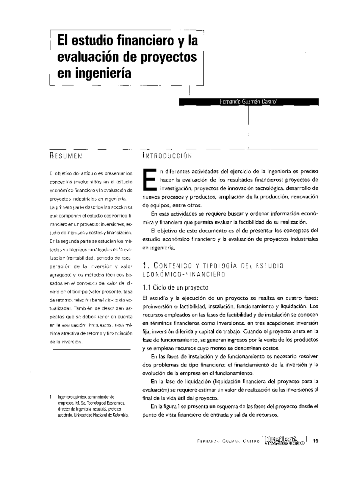 Evaluación Financiera y Proyectos de Ingeniería: Inversión Fija y ...