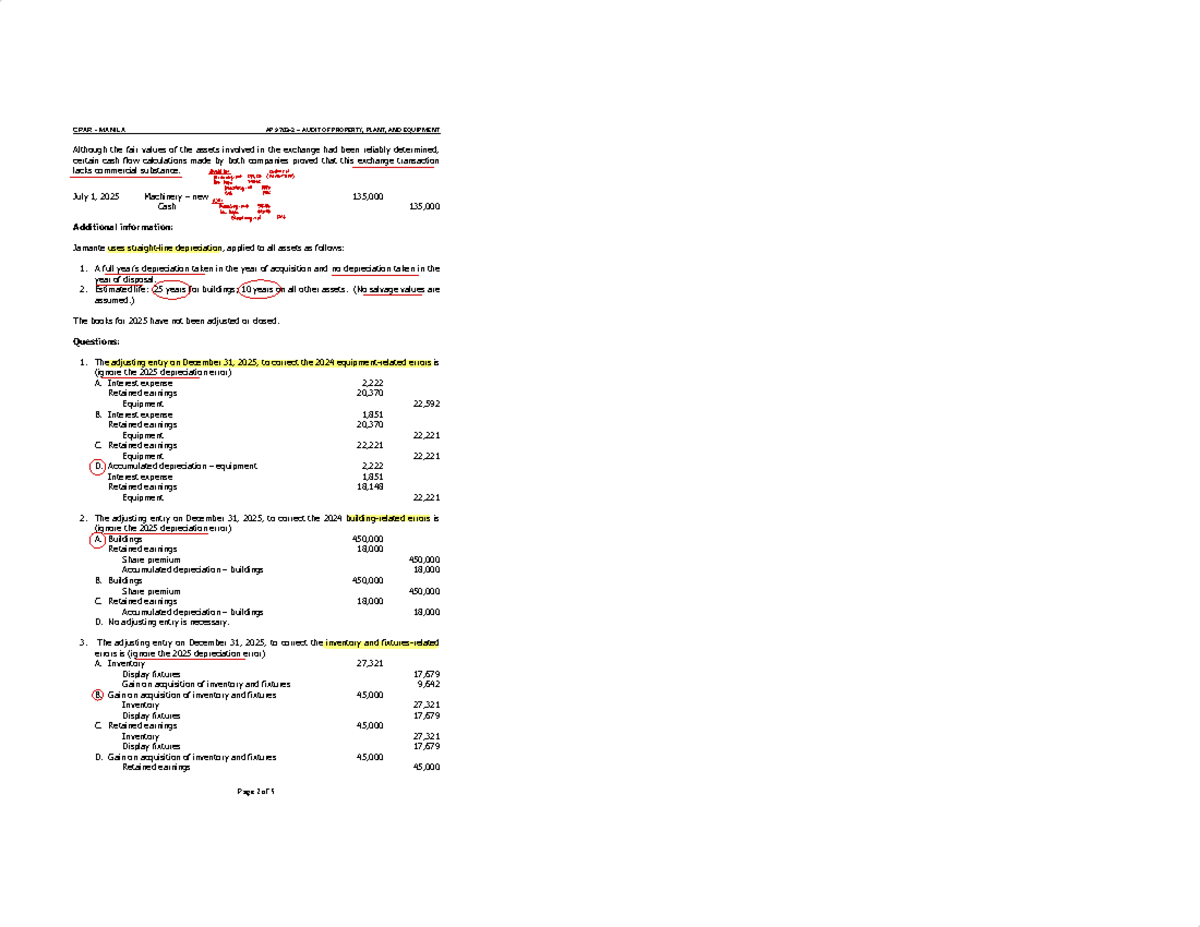CPAR MANILA: AP Audit of Property, Plant, and Equipment Adjustments ...
