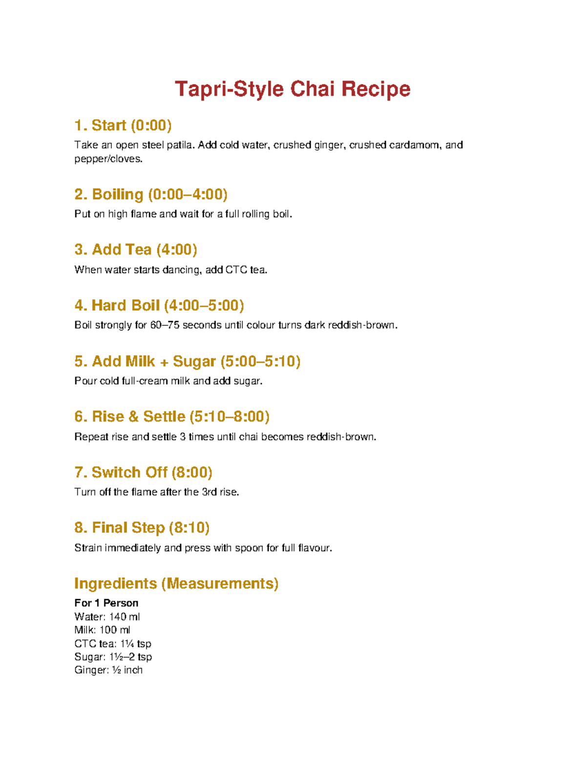 Cafe Style Chai Recipe: Step-by-Step Guide for Perfect Brew - Studocu