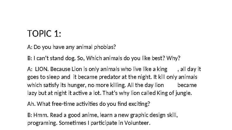 A2.2: Conversations on Animals, Activities, and Personal Interests ...