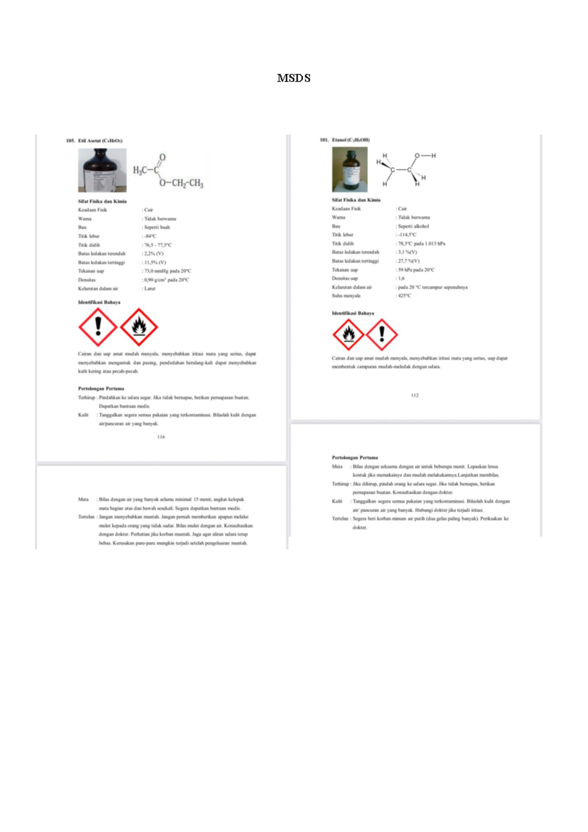 MSDS 105: Sifat Fisika dan Kimia Etil Asetat dan Etanol - Studocu