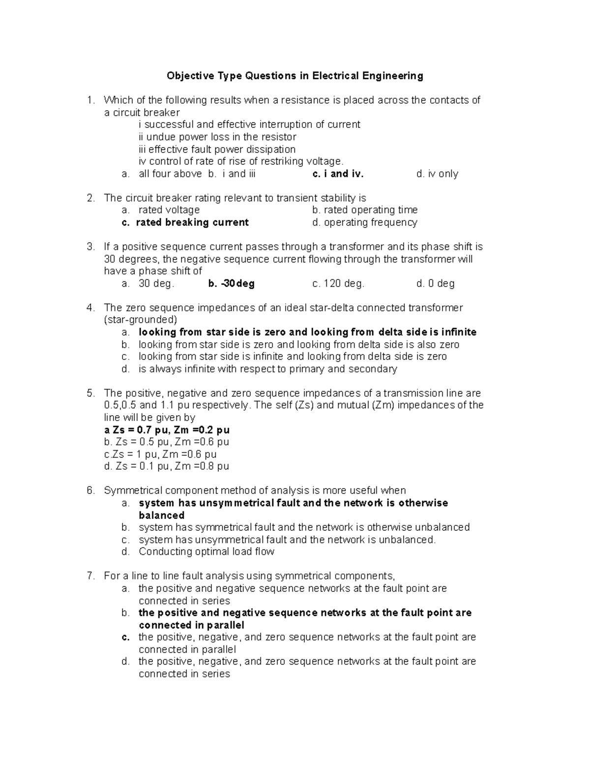 Objective Type Questions for Electrical Engineering RBC - Studocu