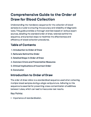 Phlebotomy Guidelines: Order of Draw for Accurate Blood Collection ...