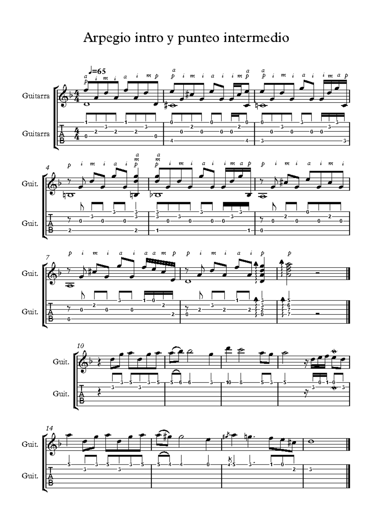 Gotas de Fuego: Arpegio Intro y Punteo Intermedio - Partitura Completa ...