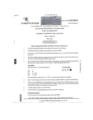 Pure Mathematics 2008 U1 P1 Test Paper - Algebra, Geometry & Calculus ...