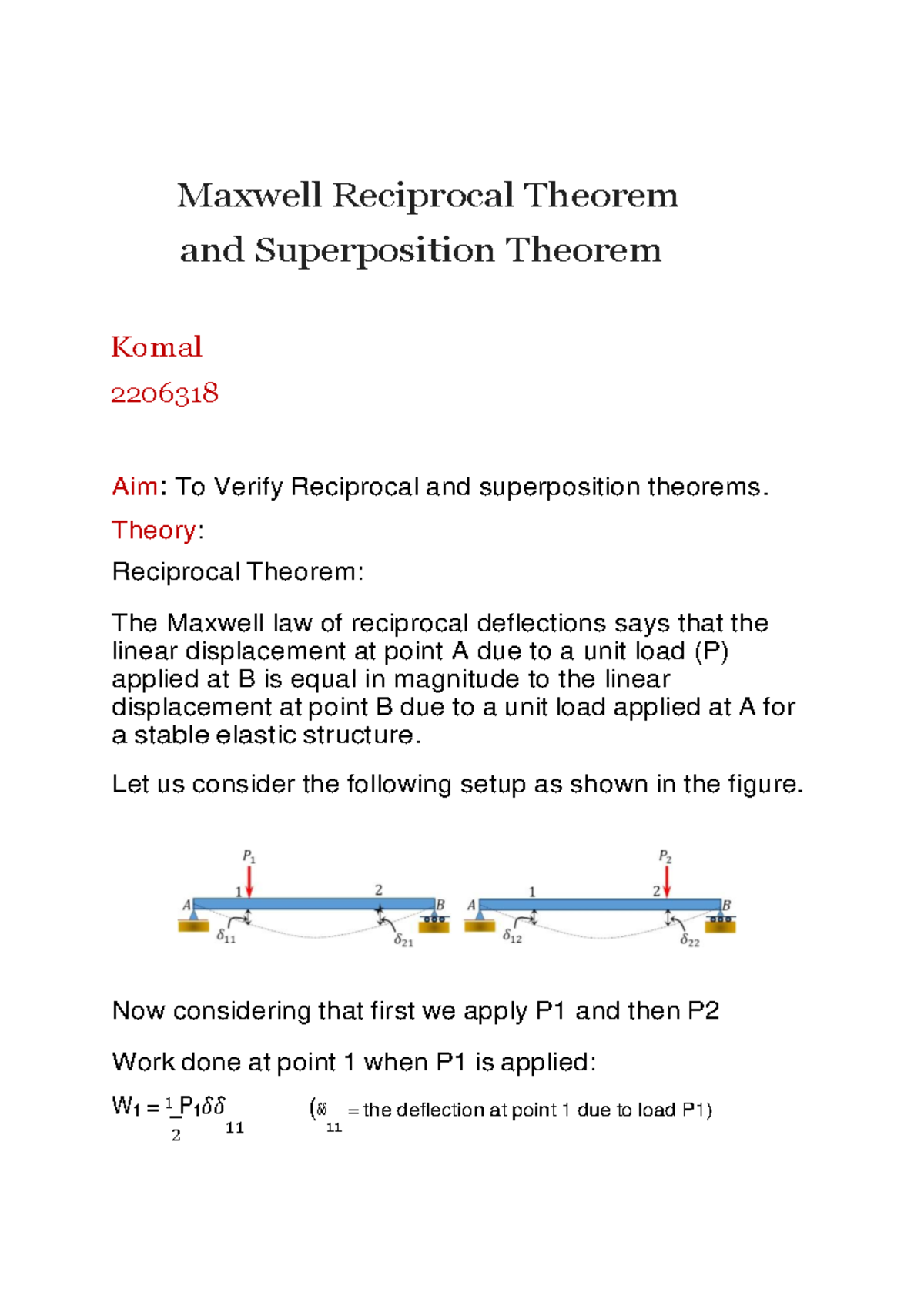 Maxwell Reciprocal & Superposition Theorems - Komal 2206318 - Studocu