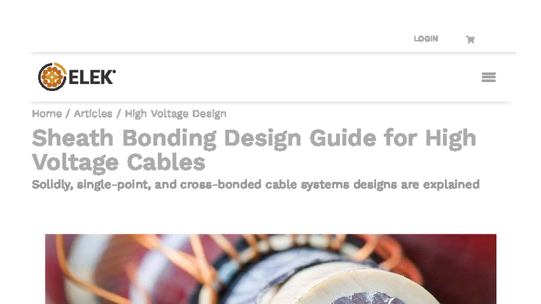 Sheath Bonding Design Guide for High Voltage Cables - ELEK Software ...