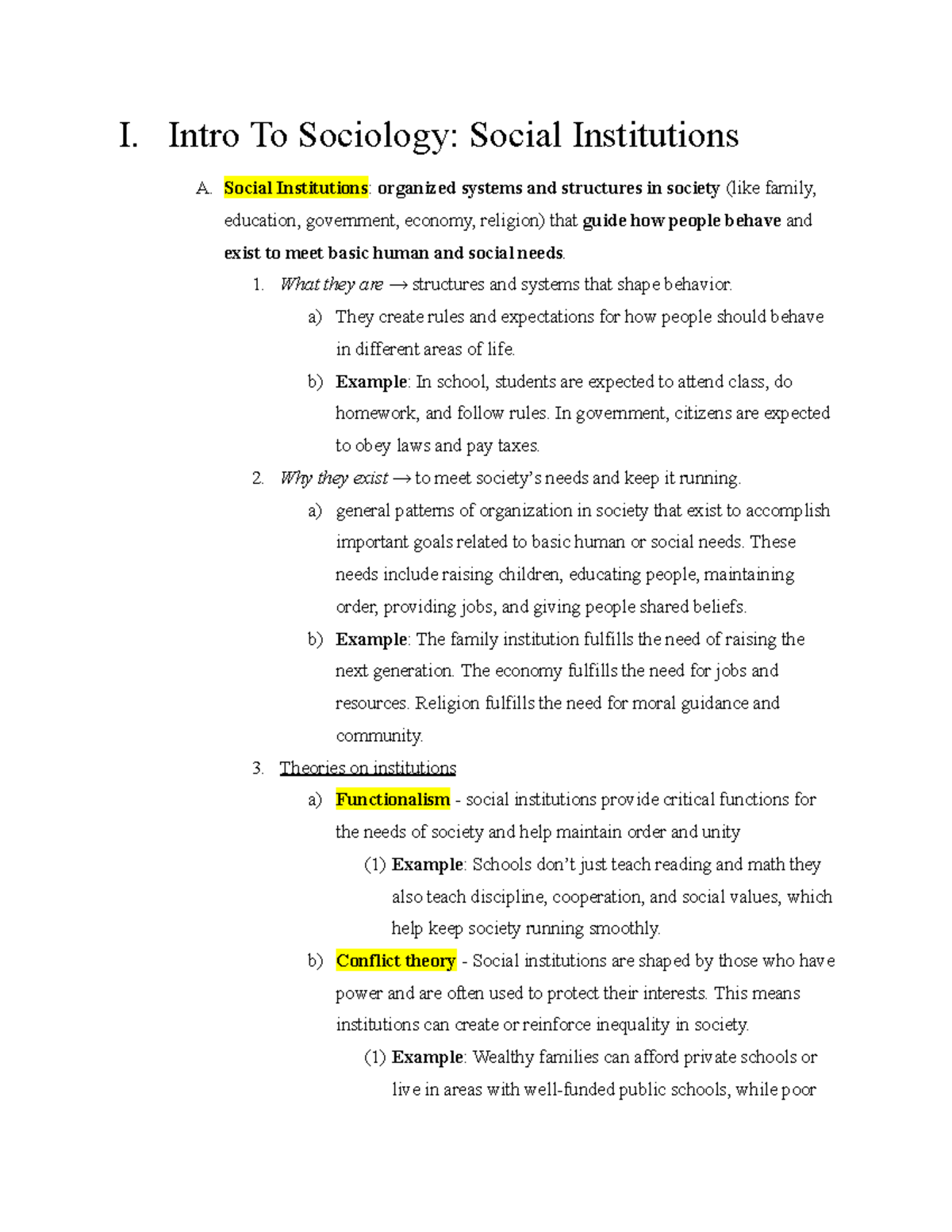 Sociology 101: Notes on Social Institutions & Education Dynamics - Studocu