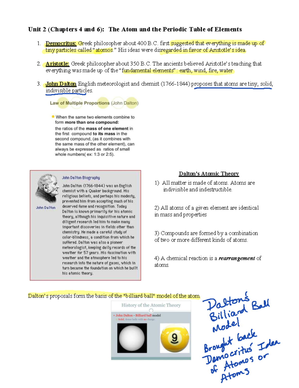 2021 Unit 2 Teacher Notes: Atomic Structure & Periodic Table Insights ...