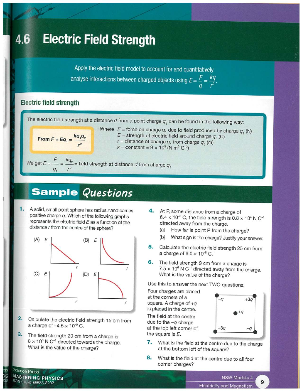 4.6 Electric Field Strength: Analyzing Interactions of Charged Objects ...