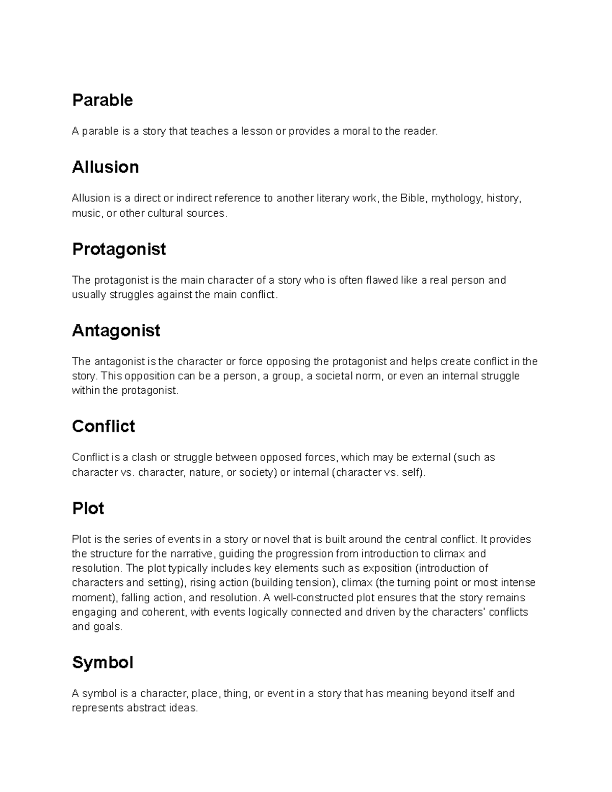 Literary Terms & Concepts: A Study Guide for Students - Studocu