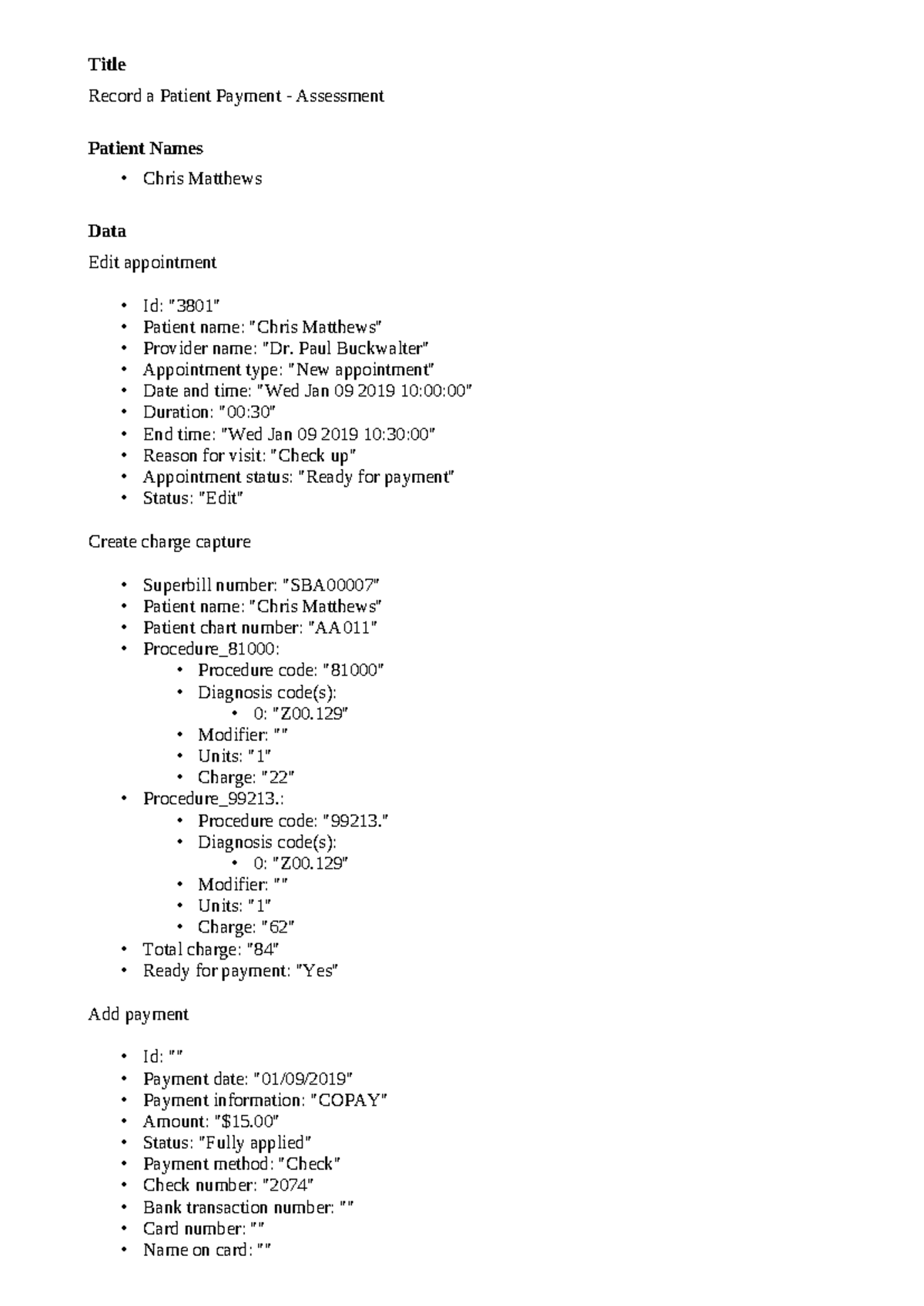 Patient Payment Assessment Record - Jan 09 2019 - Studocu