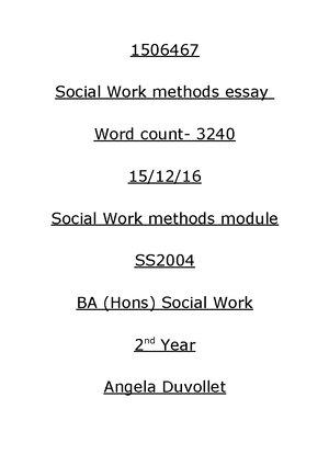 Essay social work methods - 1501461 15 th December 2016 Social Work ...