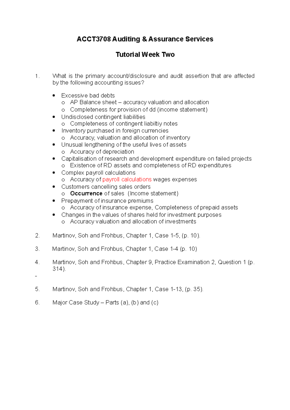 ACCT3708 - Tutorial Questions Week 2 - Term Three 2022 - ACCT3708 ...