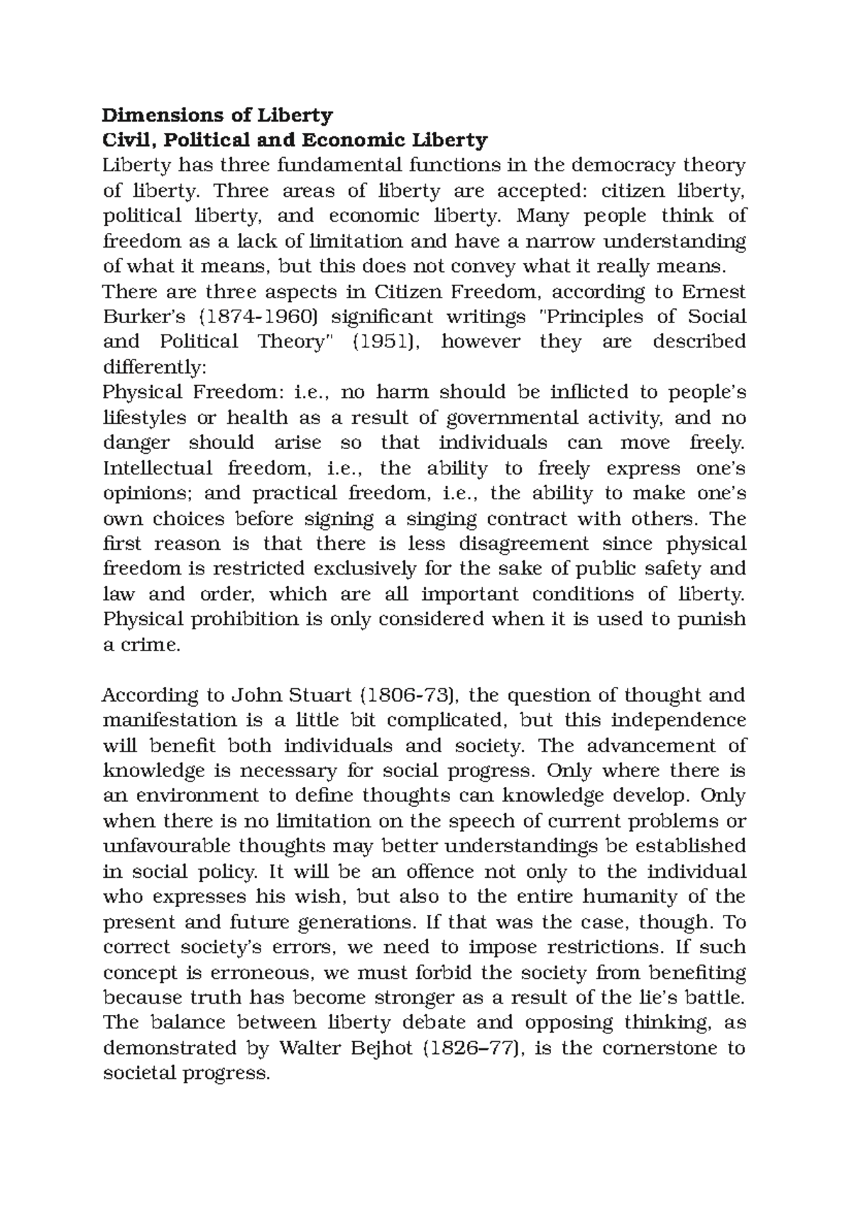Dimensions of Liberty - Lecture Notes 2: Concepts & Theories - Studocu