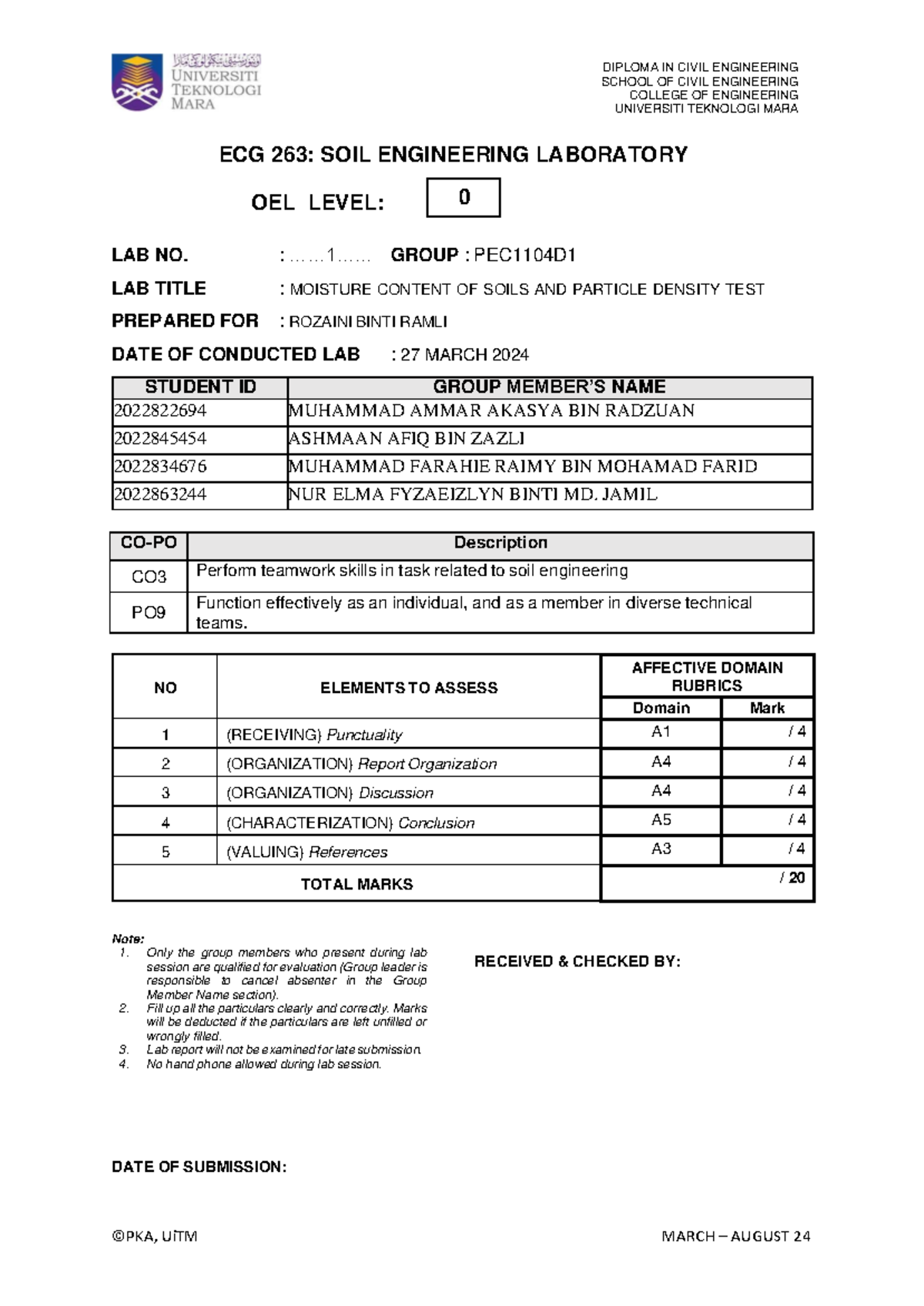 ECG 263: Moisture Content and Particle Density Lab Report - Studocu