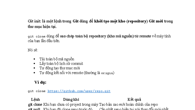 Git init: Hướng dẫn sử dụng lệnh Git cơ bản - Studocu