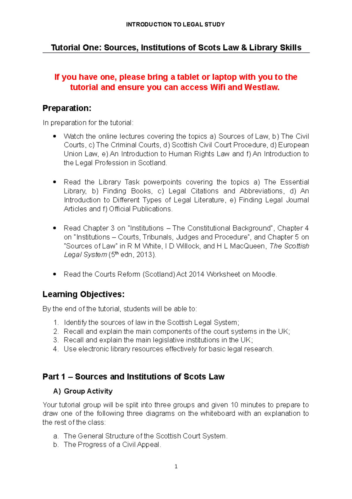 Legal Study Tutorial 1: Sources & Institutions of Scots Law Skills ...