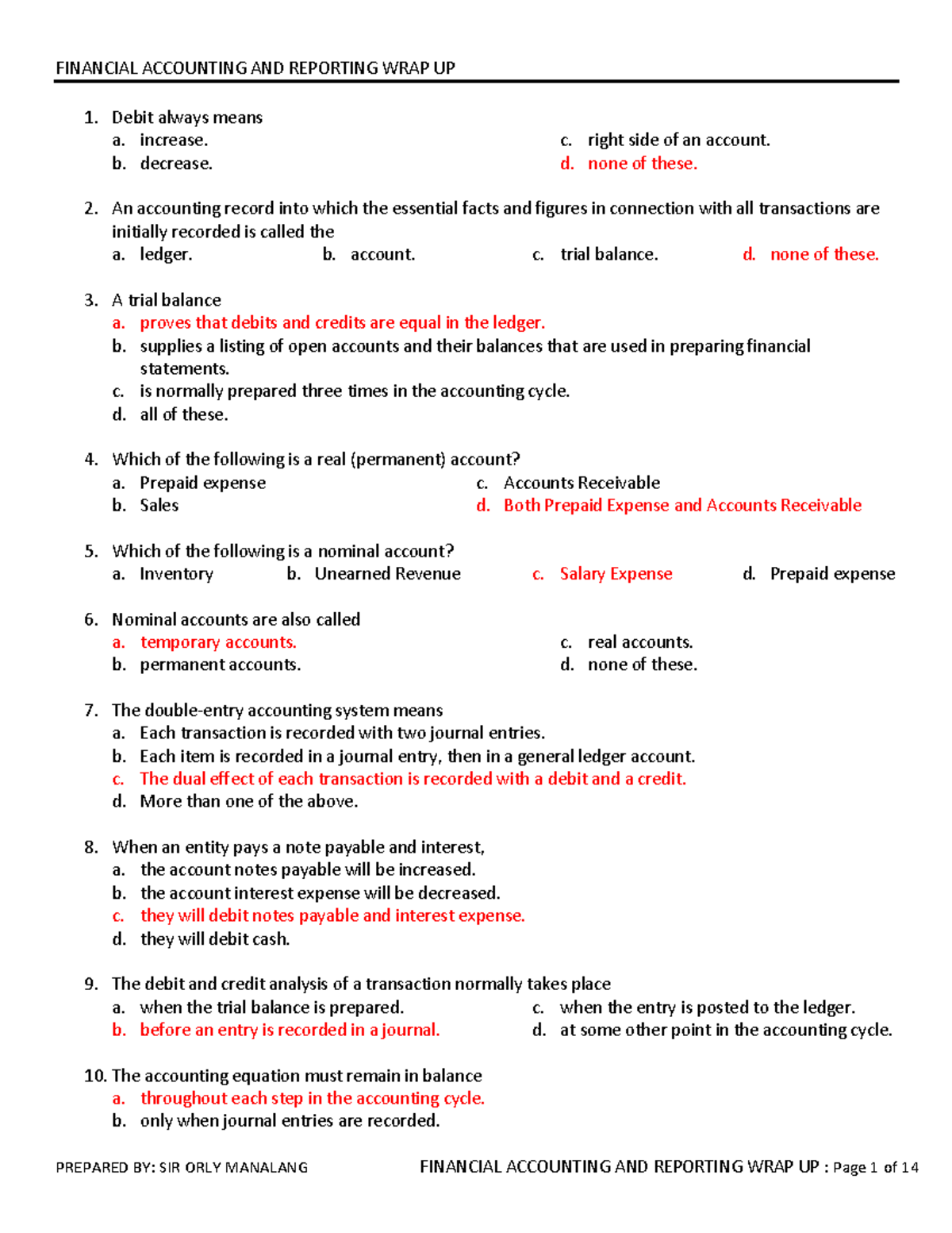 Financial Accounting and Reporting Final Exam Review Guide - Studocu