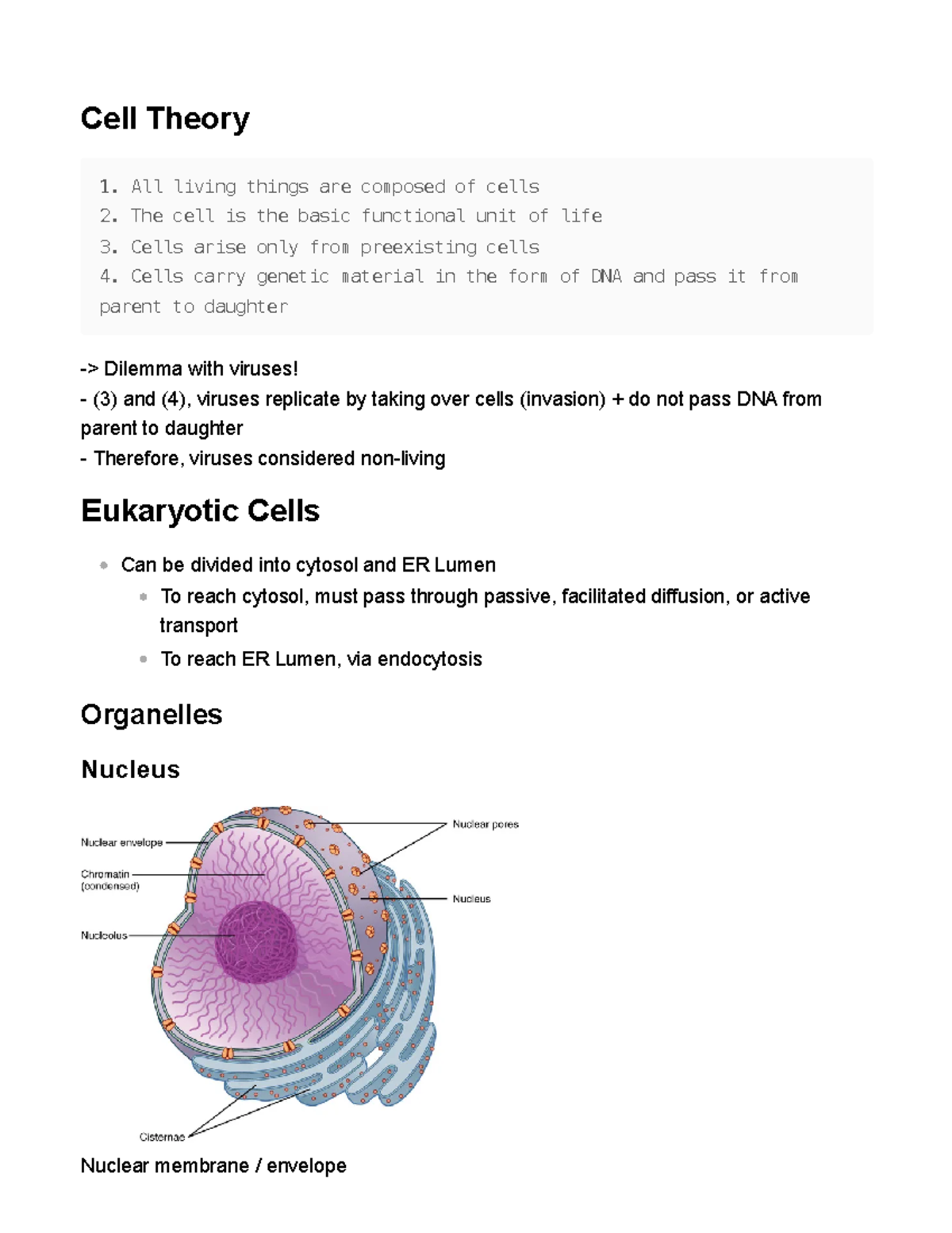 The Cell Notes - Cell Theory -> Dilemma with viruses! (3) and (4 ...