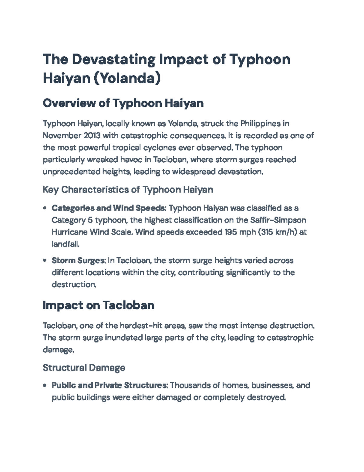 The Devastating Impact of Typhoon Haiyan (Yolanda) - Analysis and ...