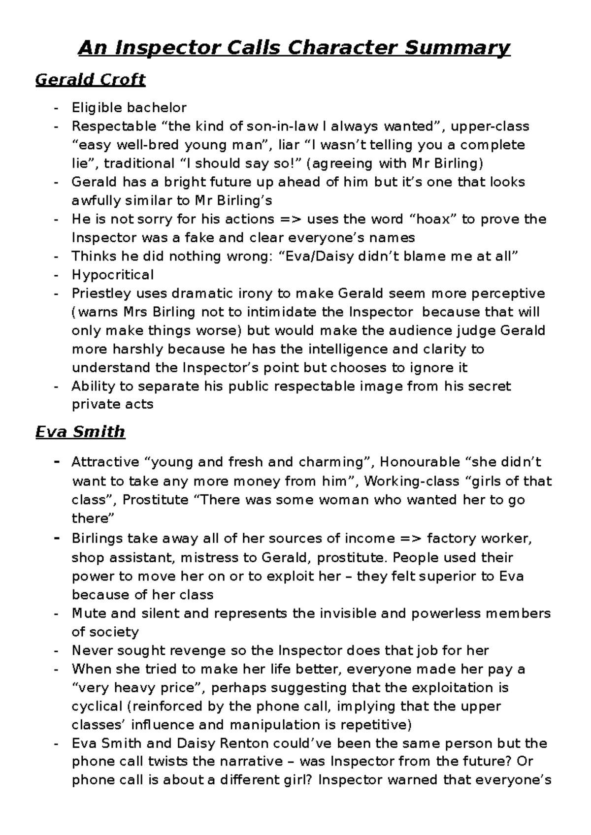 An Inspector Calls Character Summary: Gerald Croft Analysis and ...