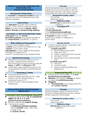Laboratory Tests for Primary Hemostasis: HEMA-LAB Notes and Procedures ...