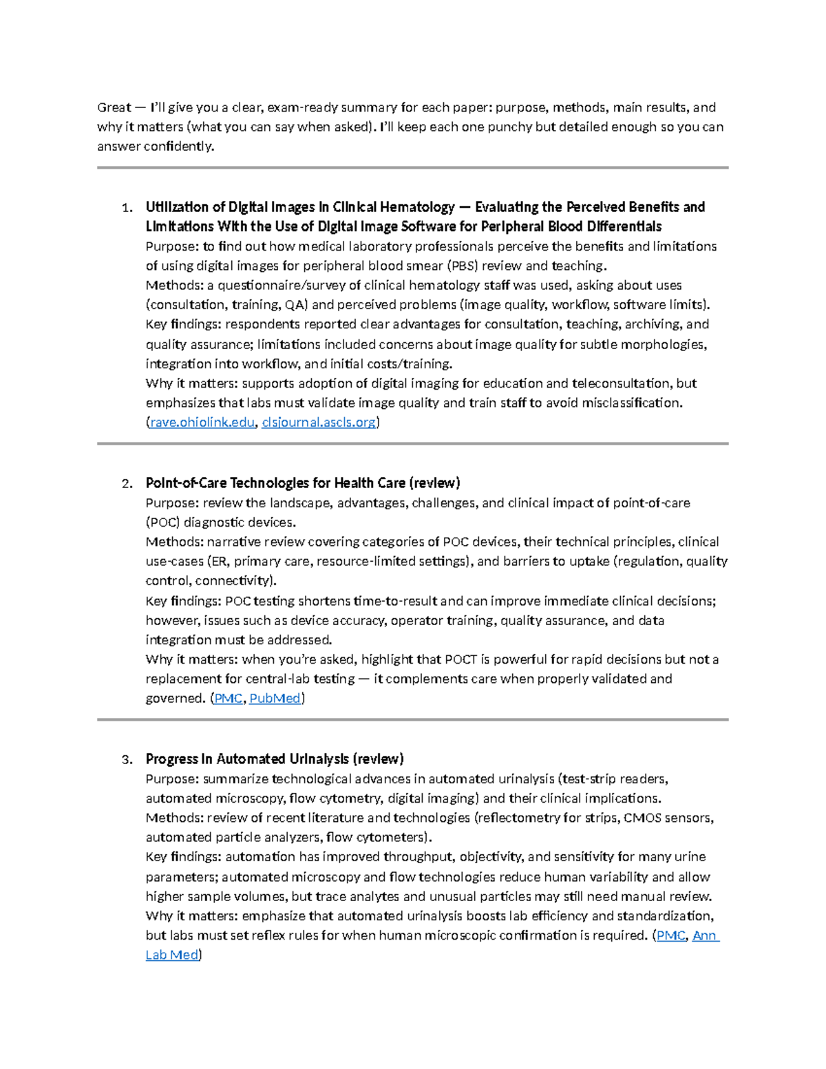Research Guide: Summary of Key Papers in Clinical Hematology and ...