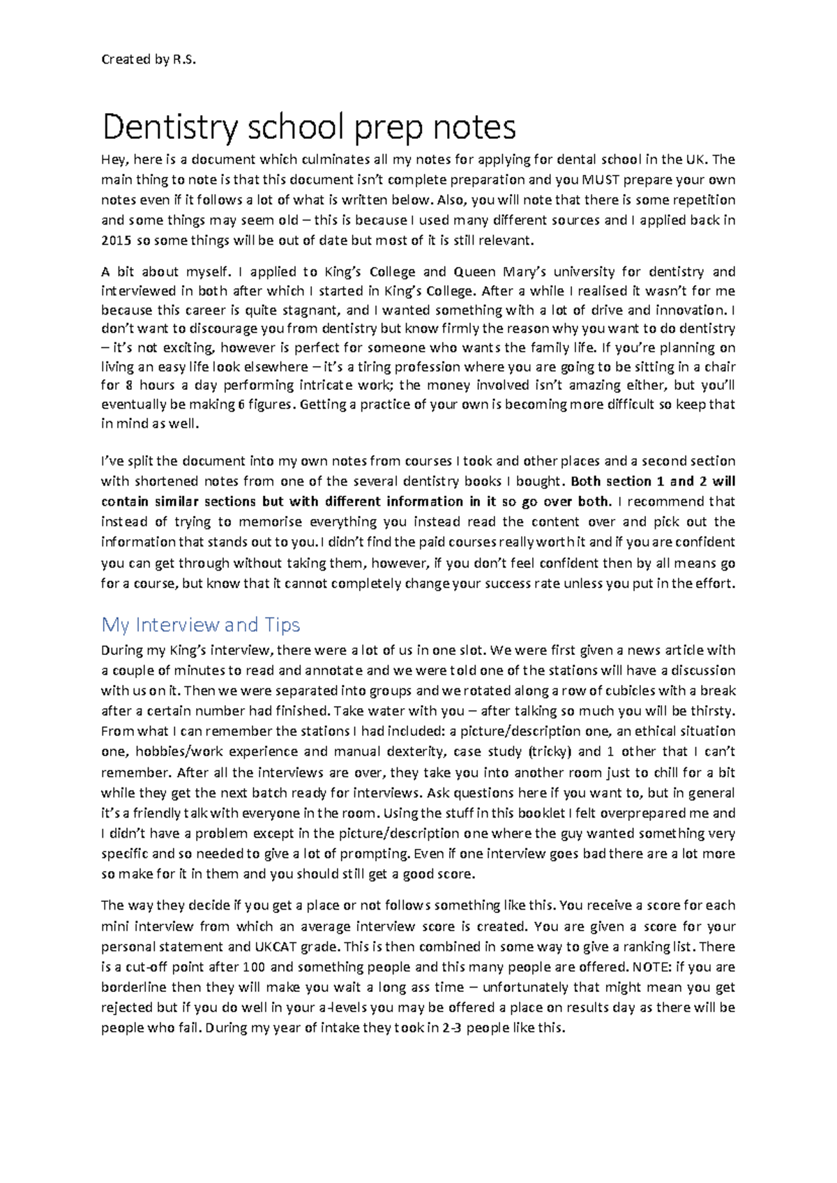 UK Dentistry School Prep Notes: Essential Interview & Ethics Guide ...
