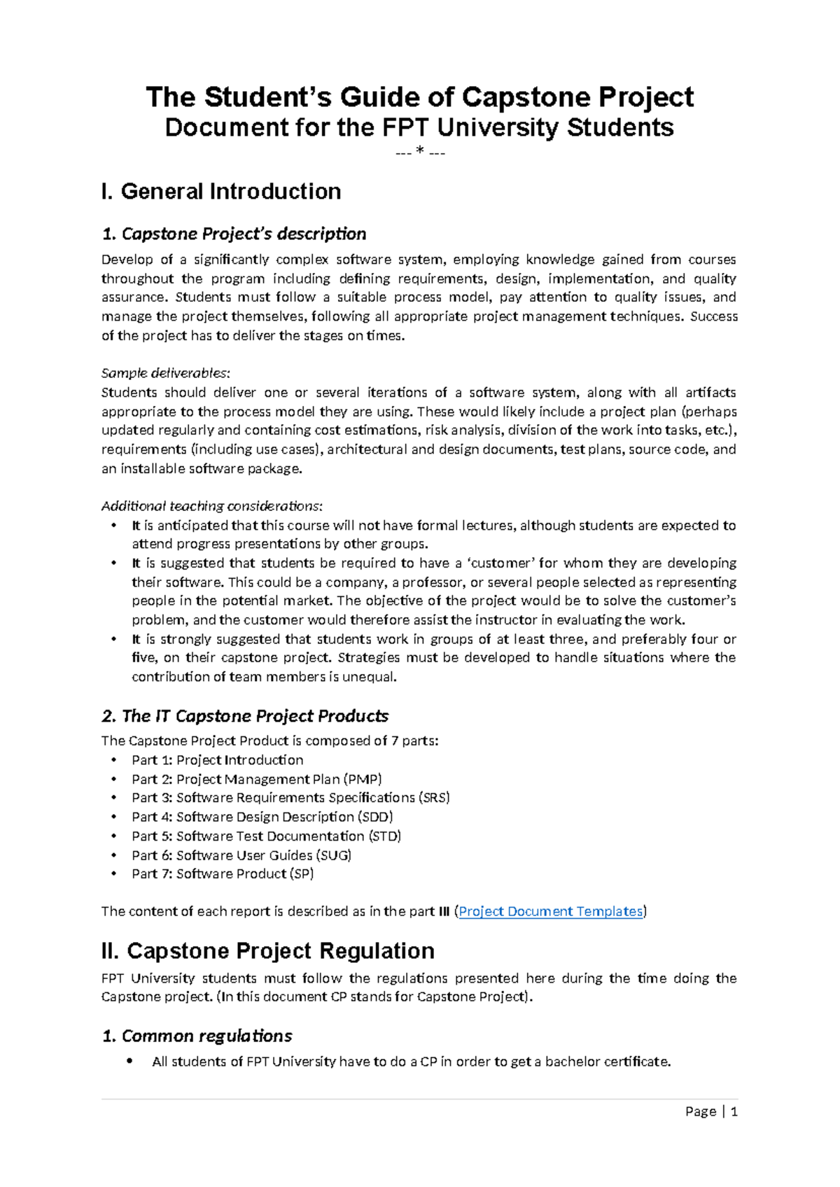 SEP490 Capstone Project Guide for FPT University Students - Fall 2023 ...