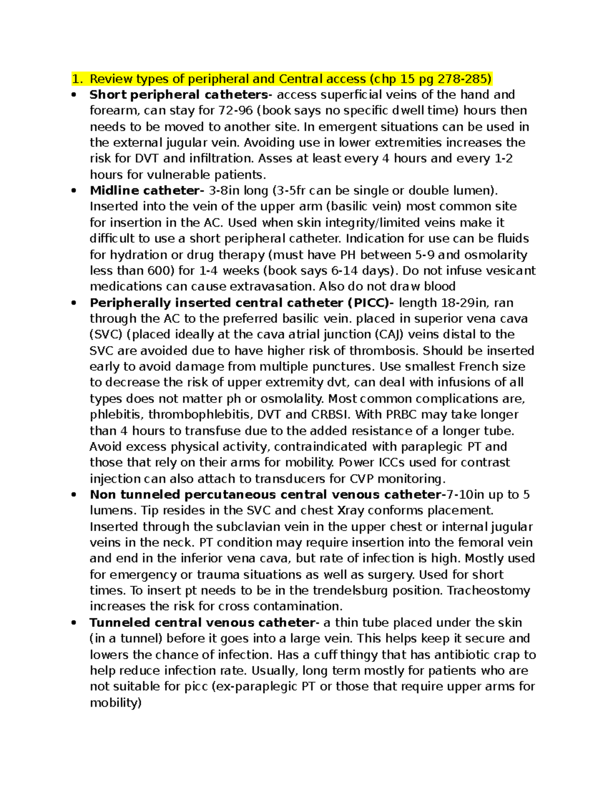 Comprehensive Review for Complex Health Exam 1 (Chapters 10-12, 15, 23 ...