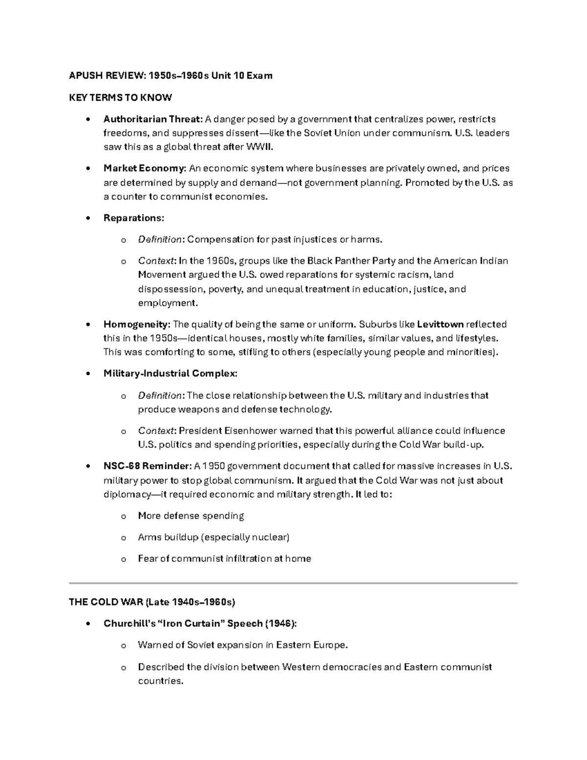 Apush+Unit+10+Review+Time+Period+8+1950s+1960s - APUSH REVIEW: 1950s ...